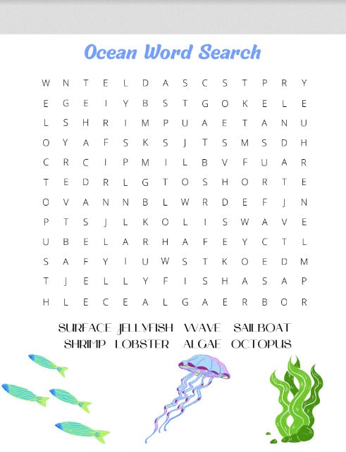 Ocean Word Scrambles and Word Searches, Printable Activities and Games ...
