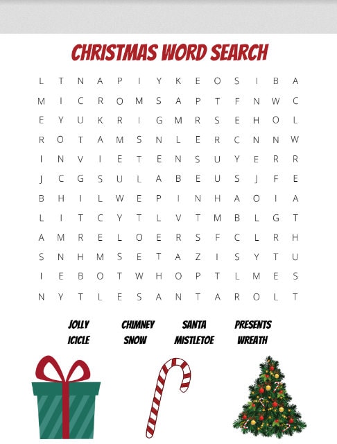 Christmas Word Scrambles and Word Searches, Printable Activities and ...