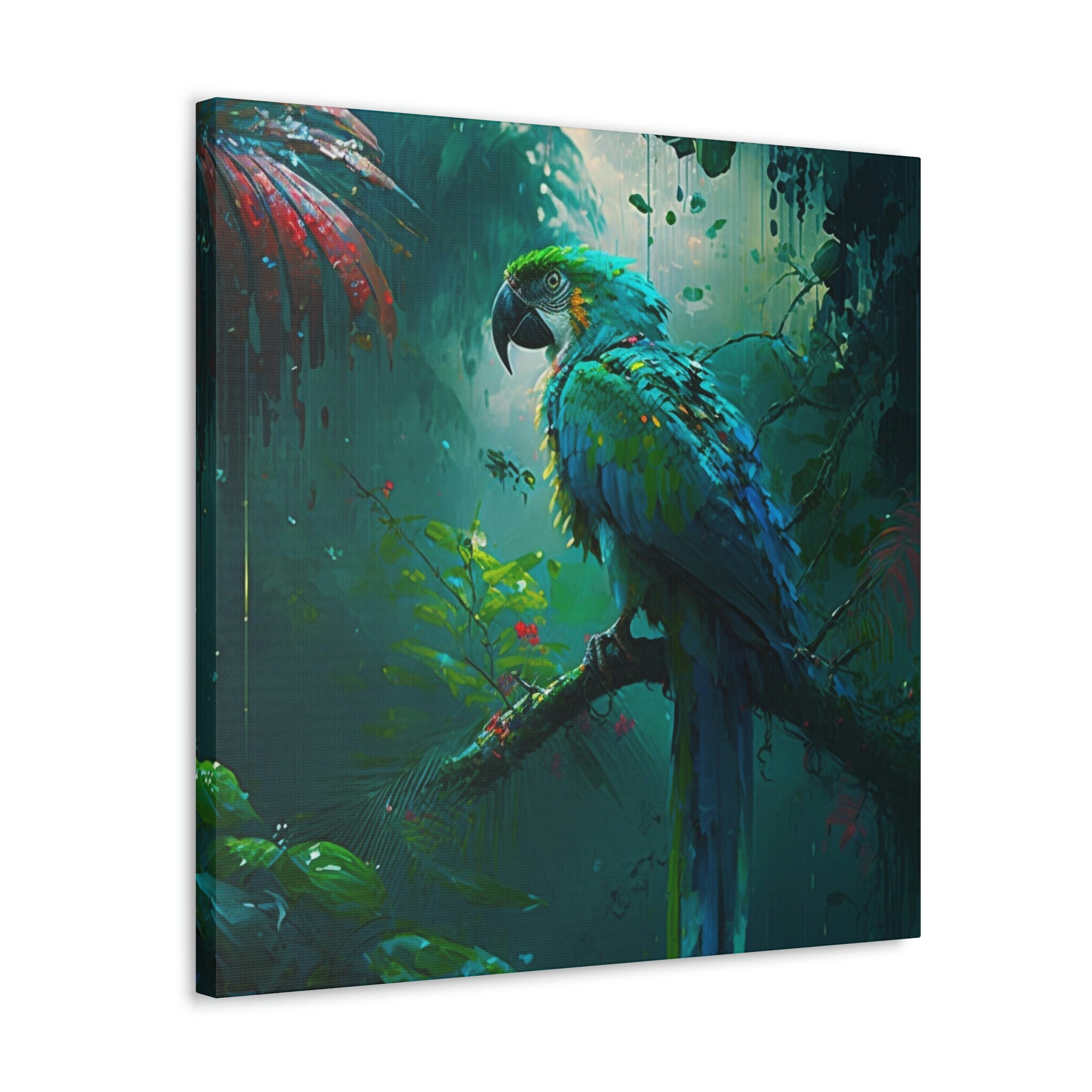 Rainforest Parrot Macaw Canvas Print - Digital Art From Watercolor ...