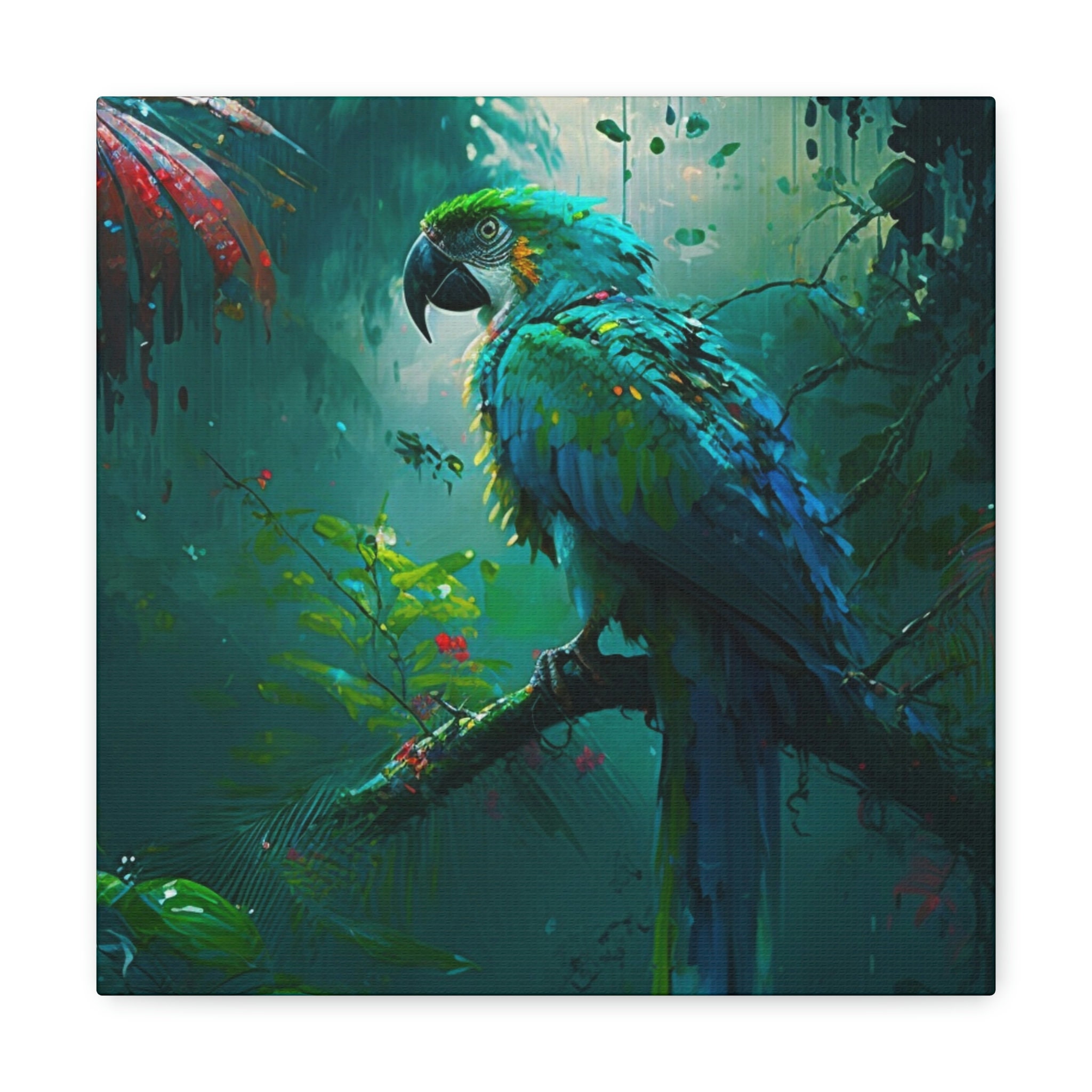 Rainforest Parrot Macaw Canvas Print Digital Art From Watercolor ...