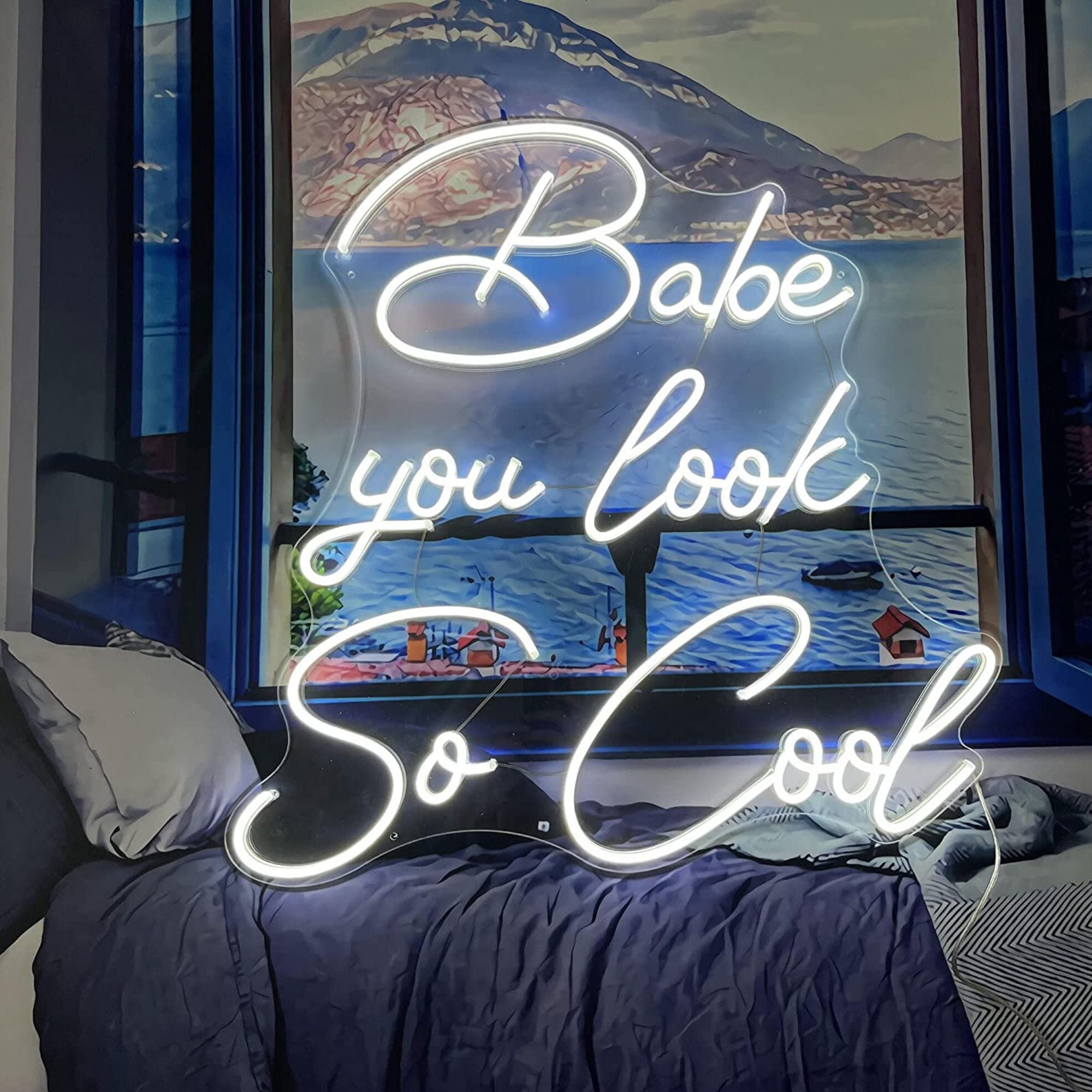Babe You Look so Cool Neon Sign Office Living Room Wall Décor Babe You ...