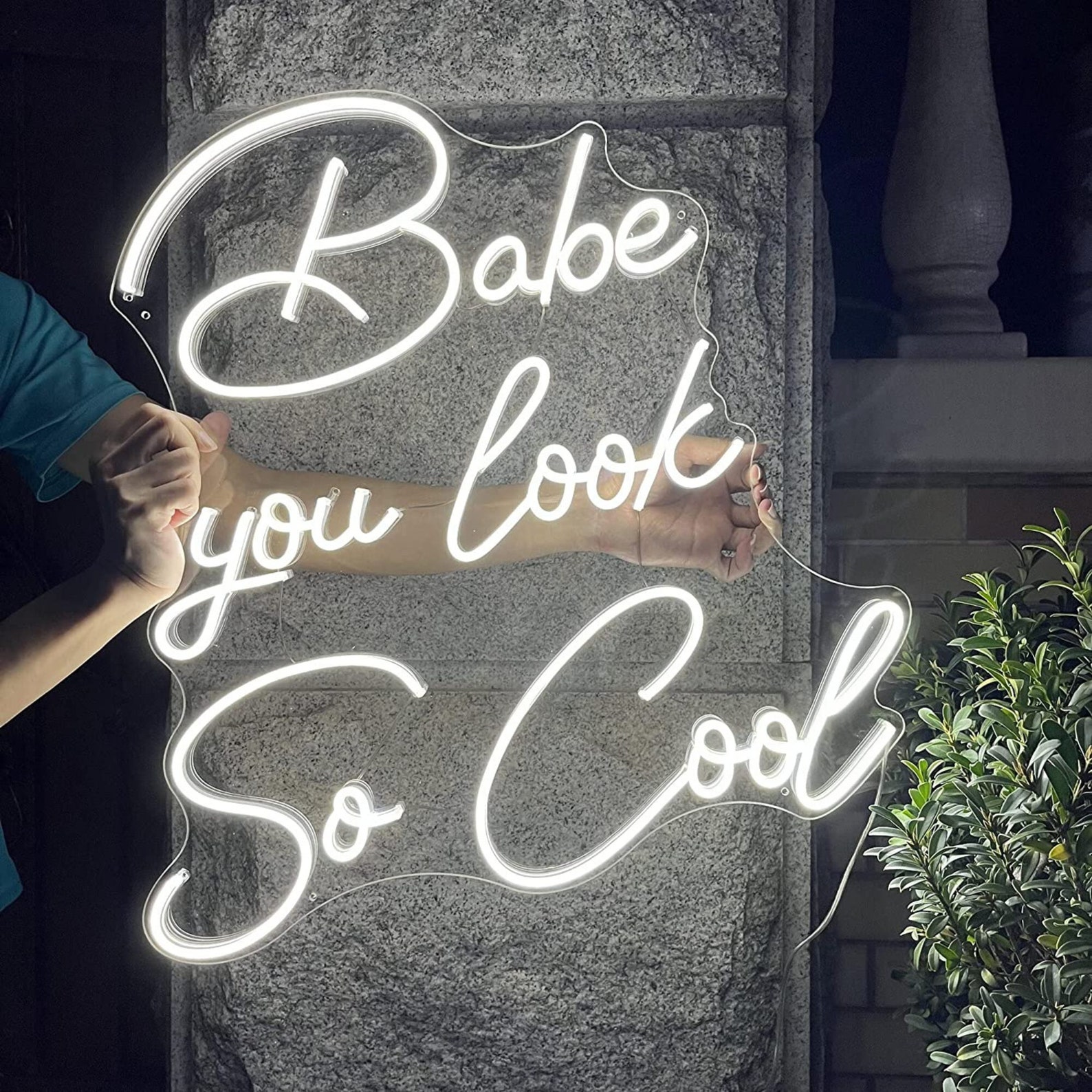 Babe You Look so Cool Neon Sign Office Living Room Wall Décor Babe You ...