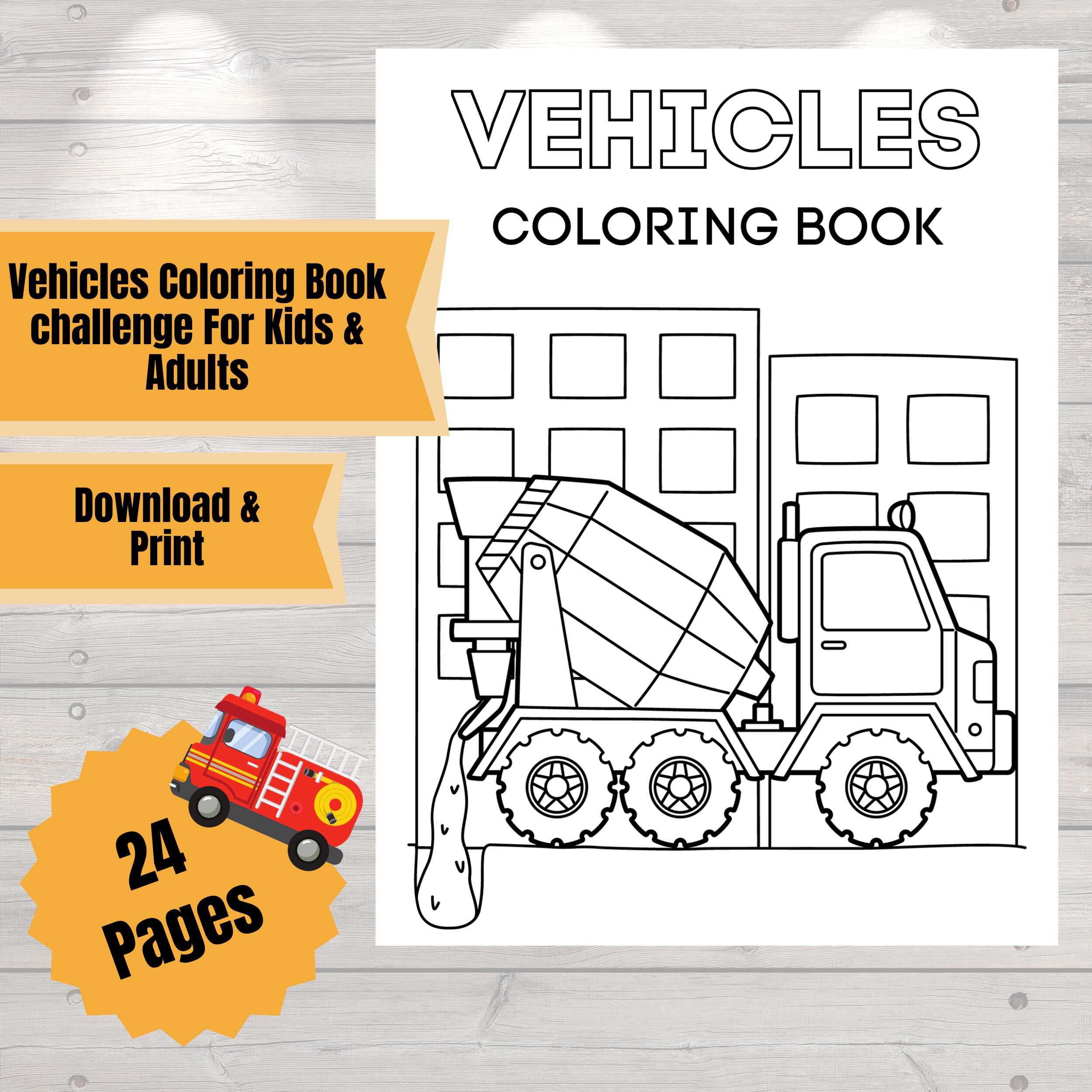 Vehicles Coloring Book Pages for Kids and Children Vehicles - Etsy