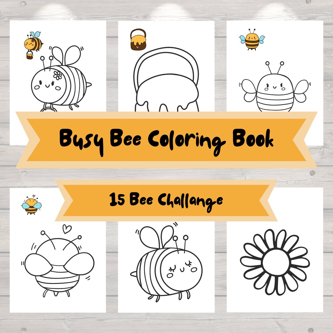 Busy Bee Coloring Challenge Book Pages for Children and Adults Bee ...