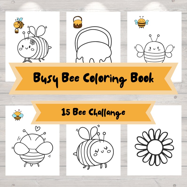 Busy Bee Coloring Challenge Book Pages for Children and Adults Bee ...