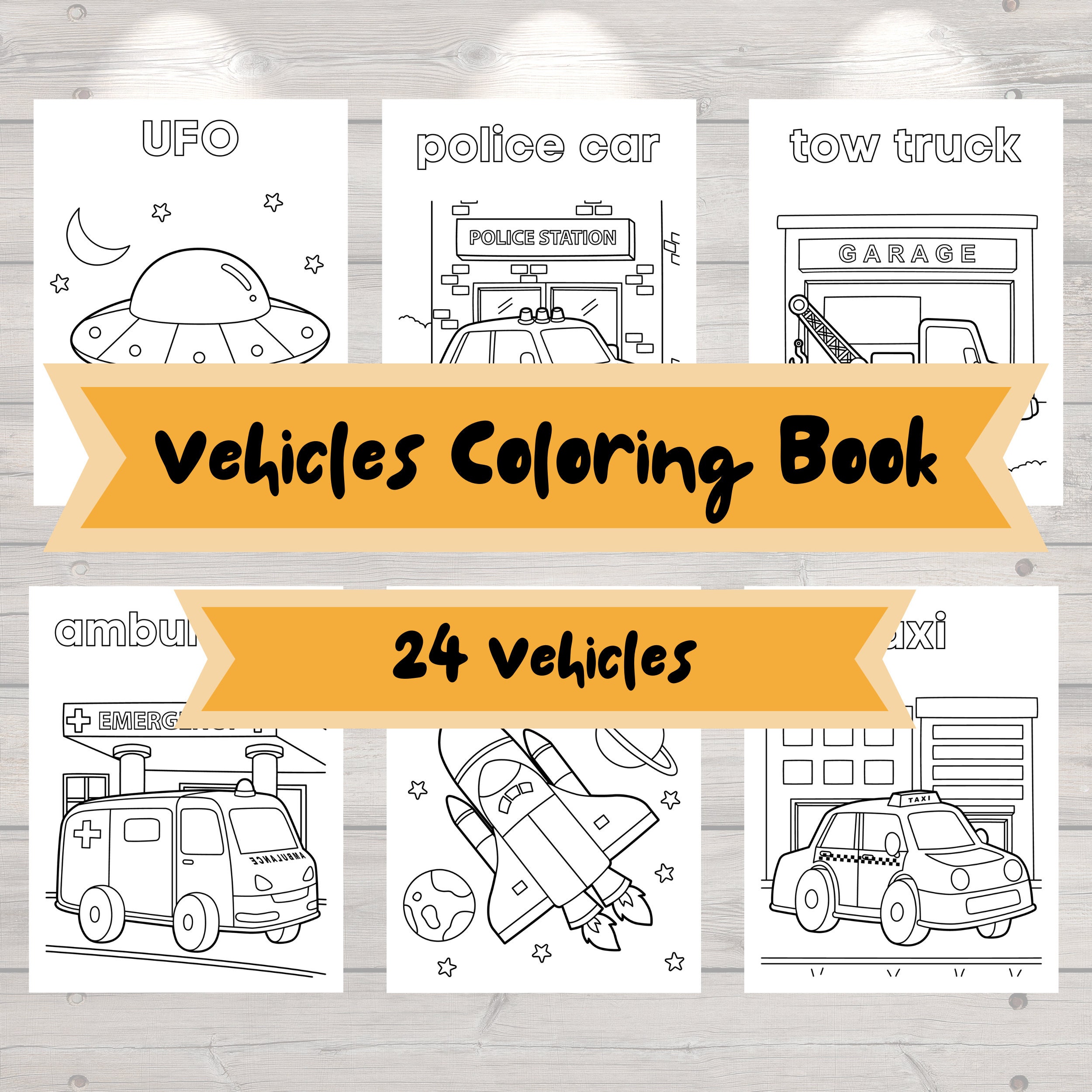 Vehicles Coloring Book Pages for Kids and Children Vehicles - Etsy