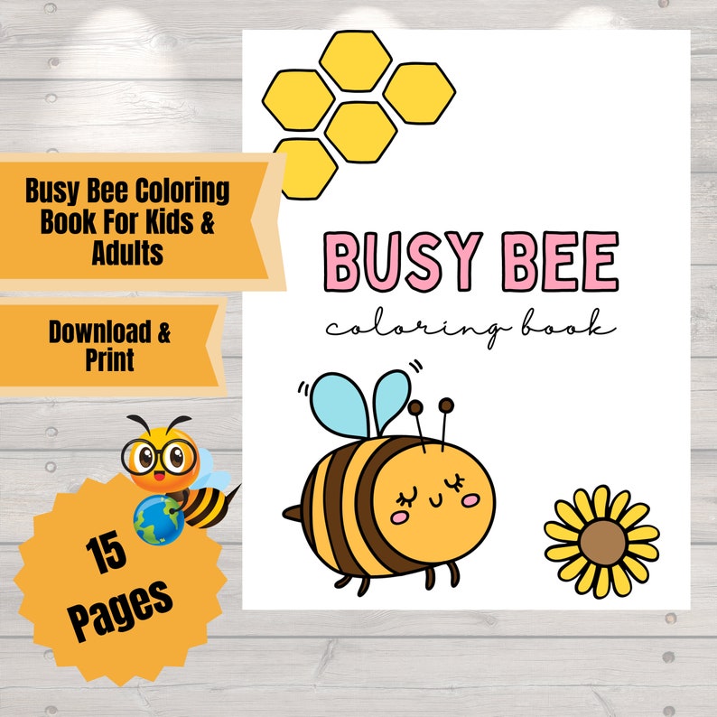 Busy Bee Coloring Challenge Book Pages for Children and Adults Bee ...