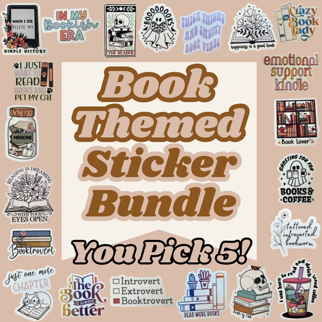 Book Themed Sticker Bundle of 5 - Etsy