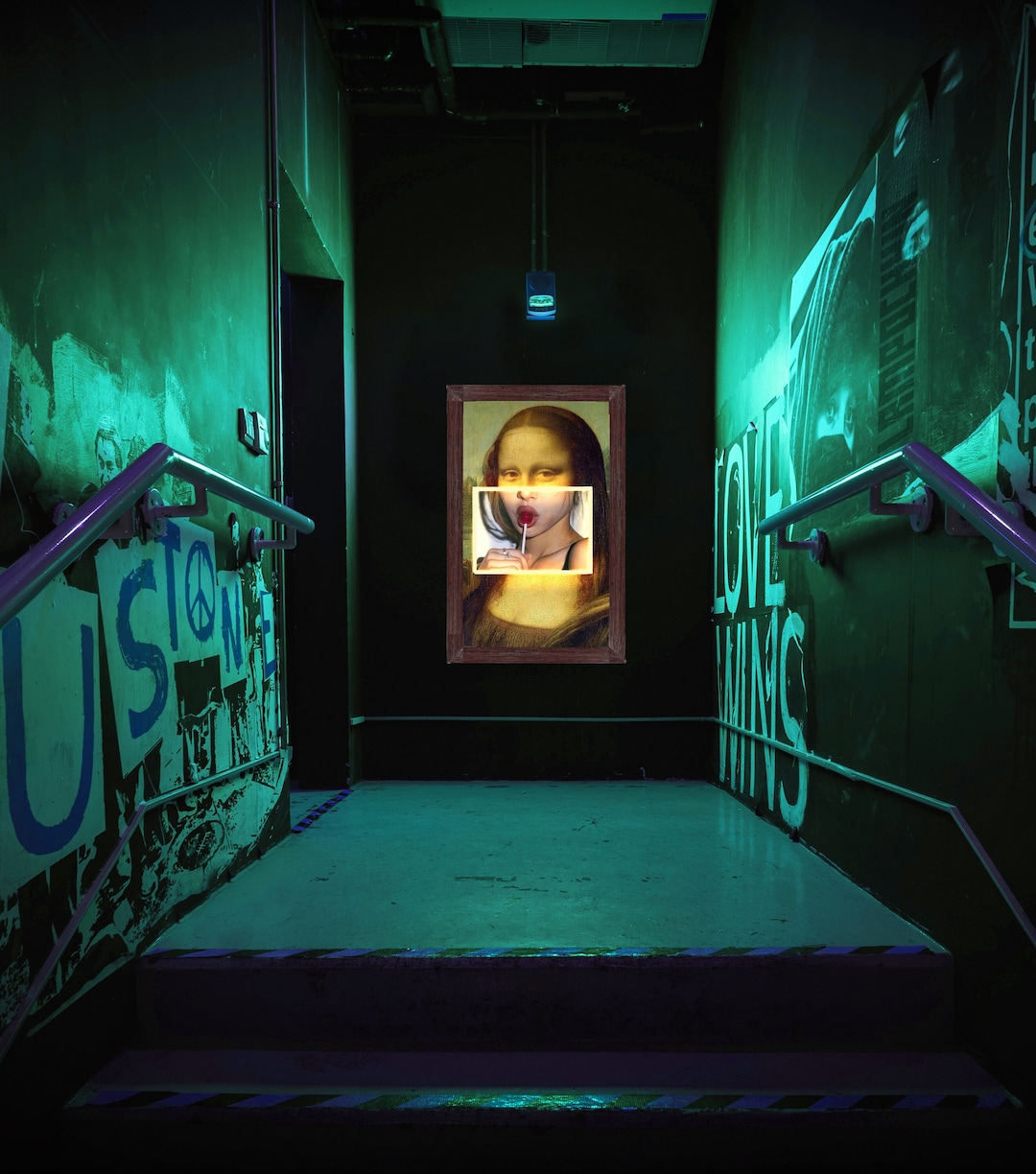 Neon Renaissance: Custom Mona Lisa Canvas for Bedroom Decor and Bar Signs - Etsy