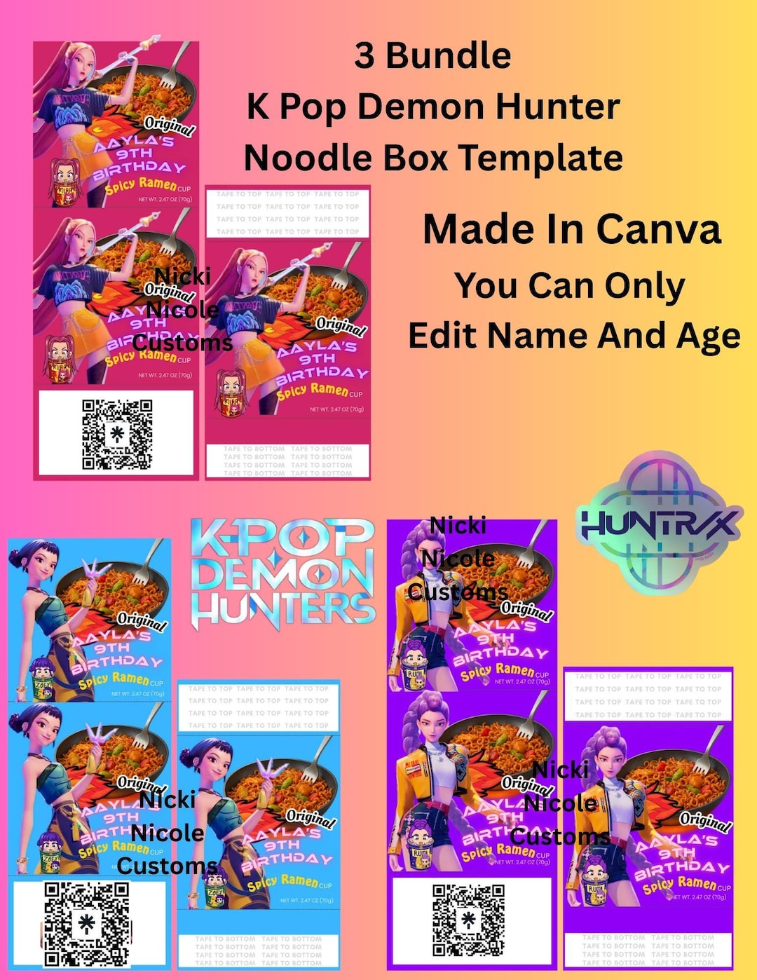 K Pop Noodle Box Template - Etsy