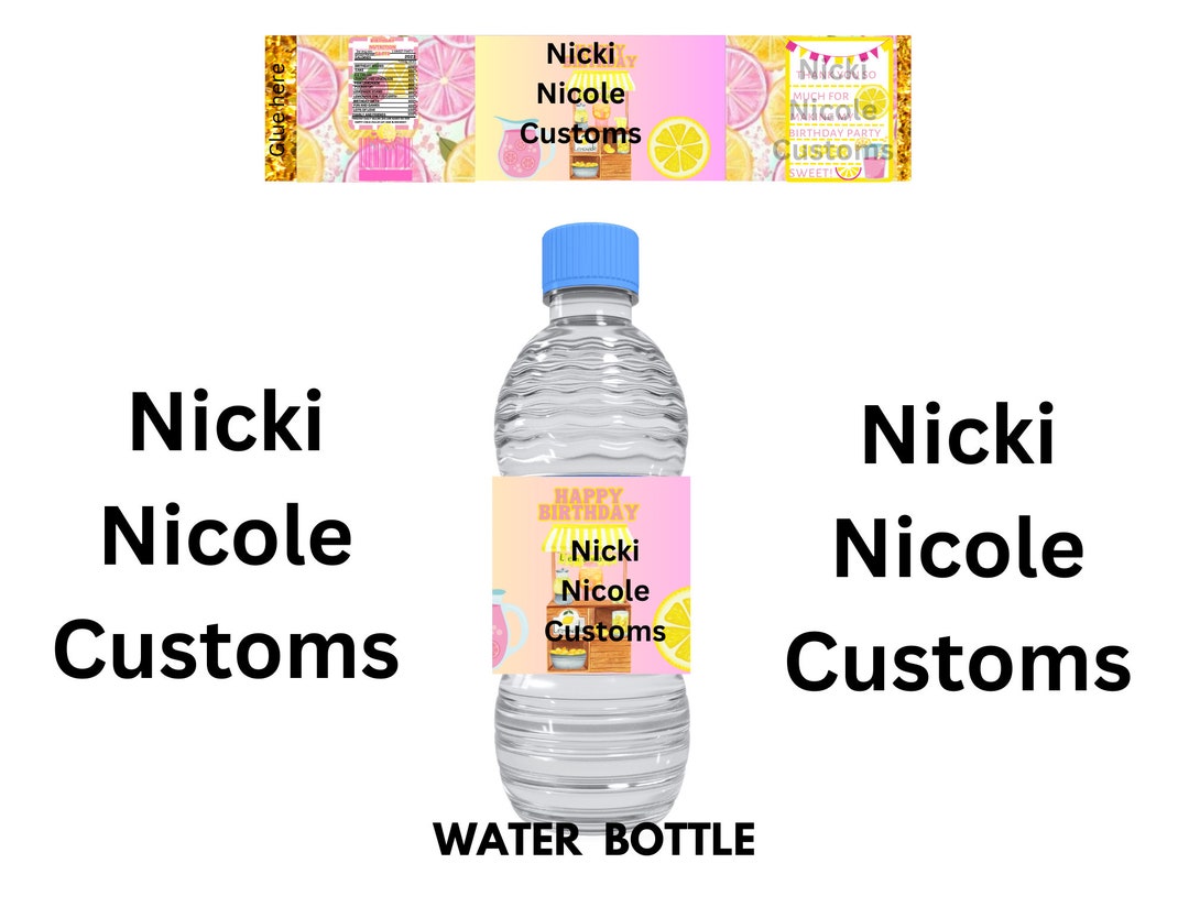 Custom Pink Lemonade Water Bottle Labels - Etsy