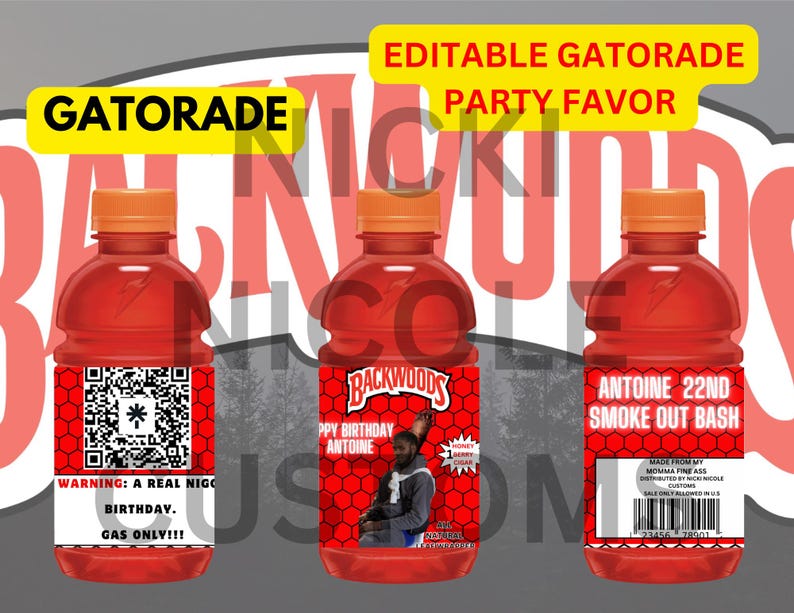 Editable Gatorade Backwood Template - Etsy