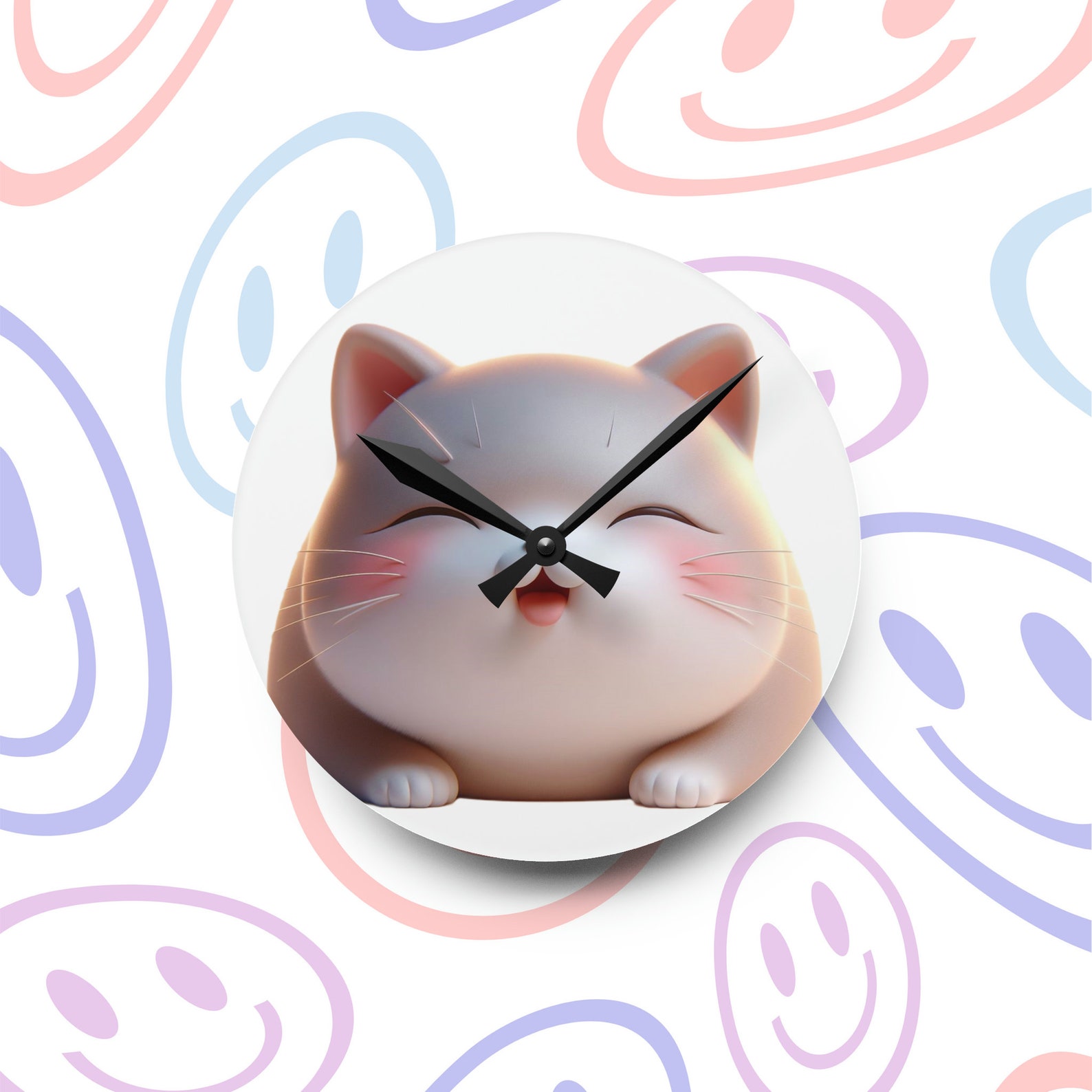 Cute Fat Kitty Cat Acrylic Wall Clock - Etsy