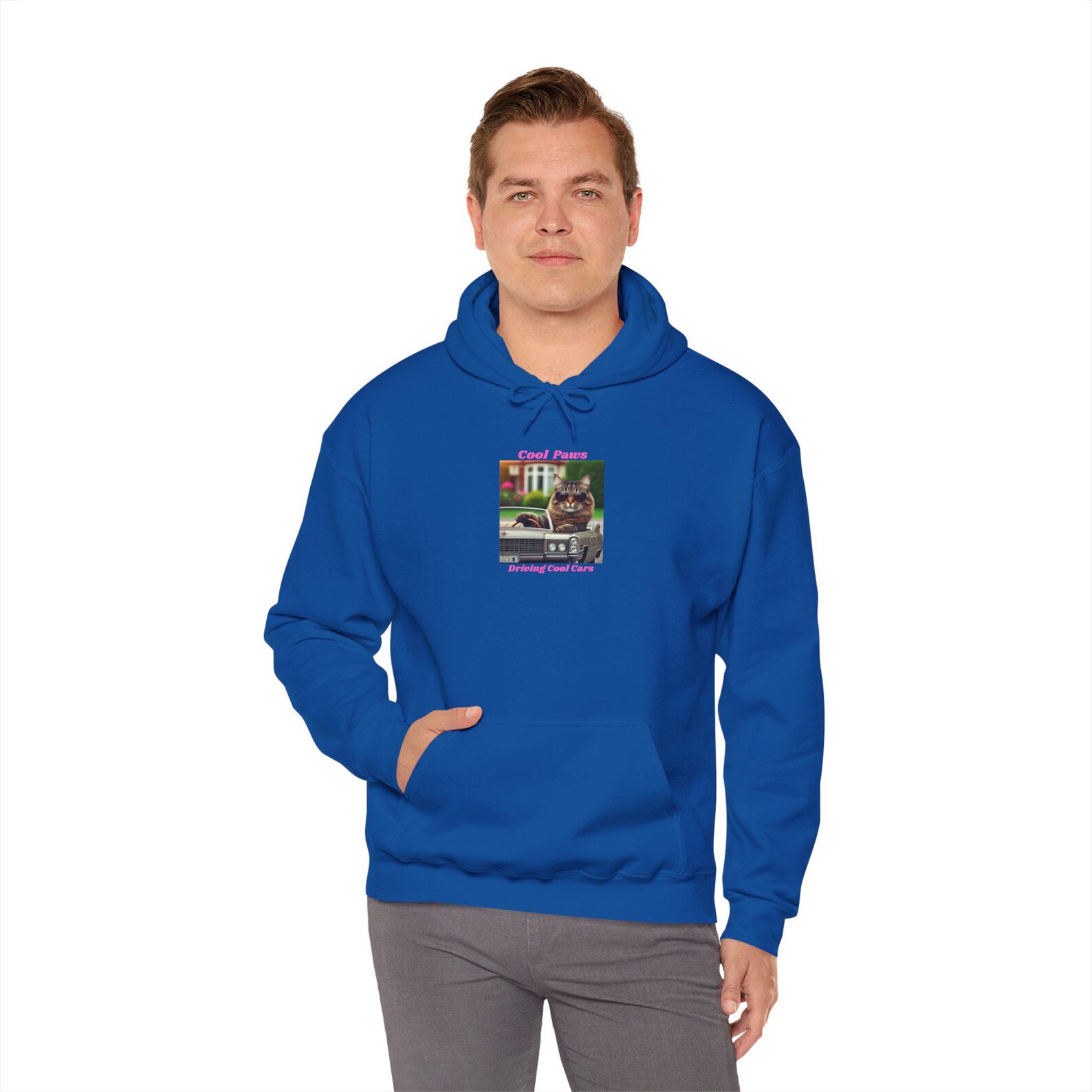 Cool Paws Driving Cool Cars Unisex Hooded Sweater Tabby - Etsy