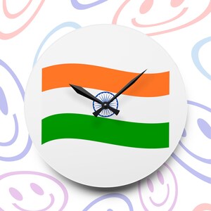 India Flag Acrylic Wall Clock Square or Round Restaurant Bar Hotel Home ...