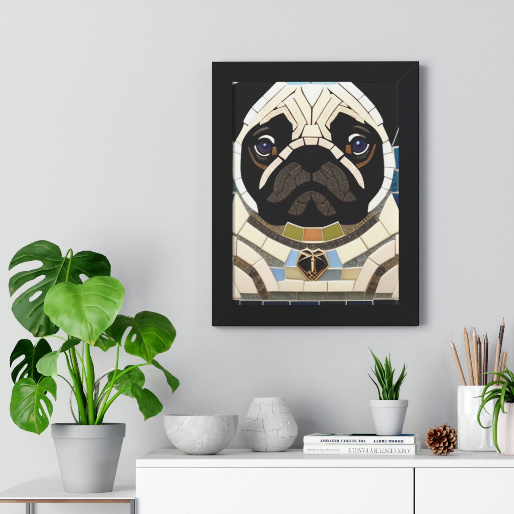 Pug Original Art Mosaic Framed Vertical Poster - Etsy