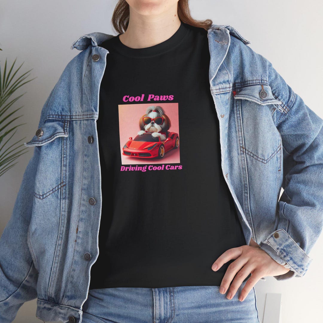 Cool Paws Driving Cool Cars Unisex Heavy Cotton Tee Shih Tzu - Etsy