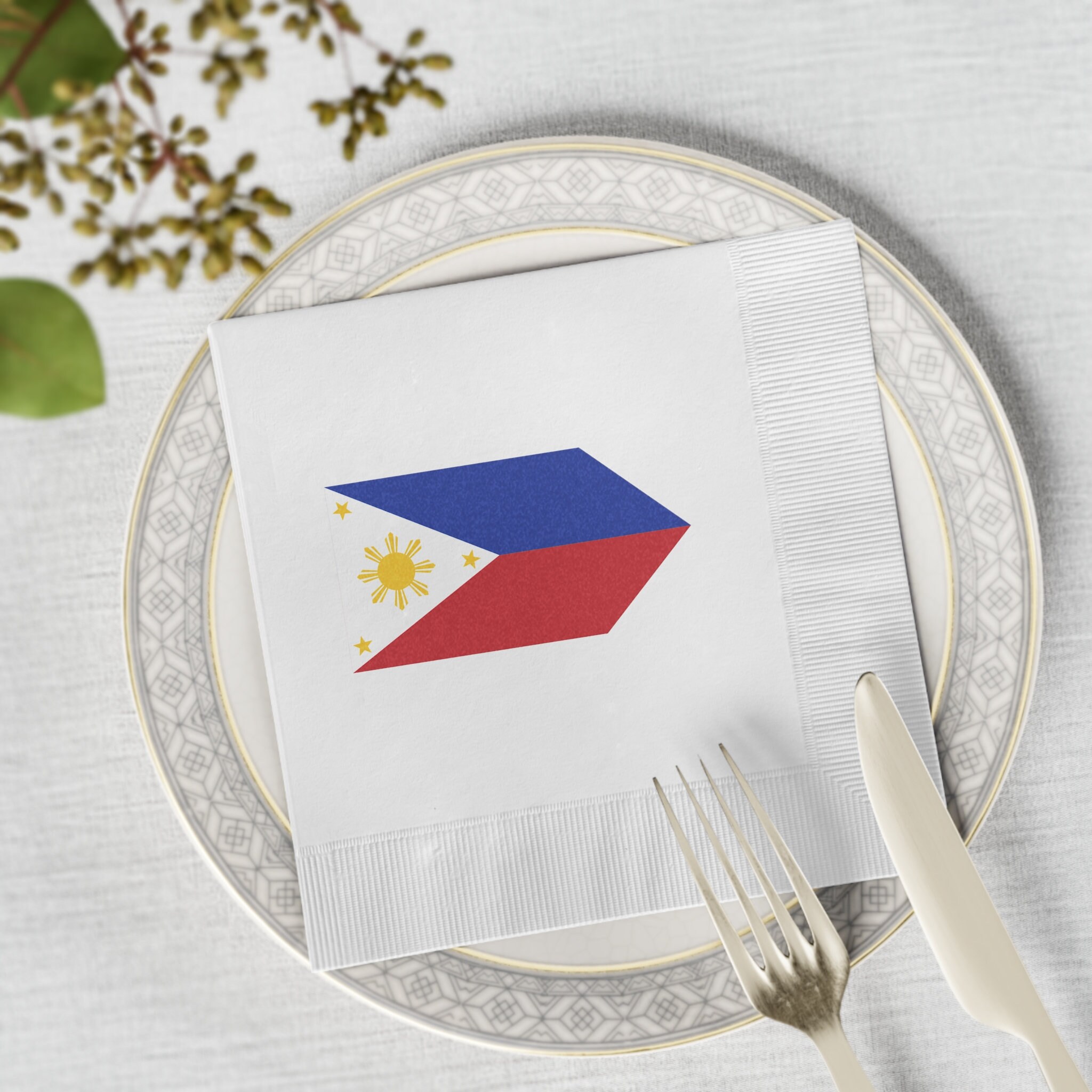 Philippine Flag White Coined Disposable Napkins Luncheon Beverage ...