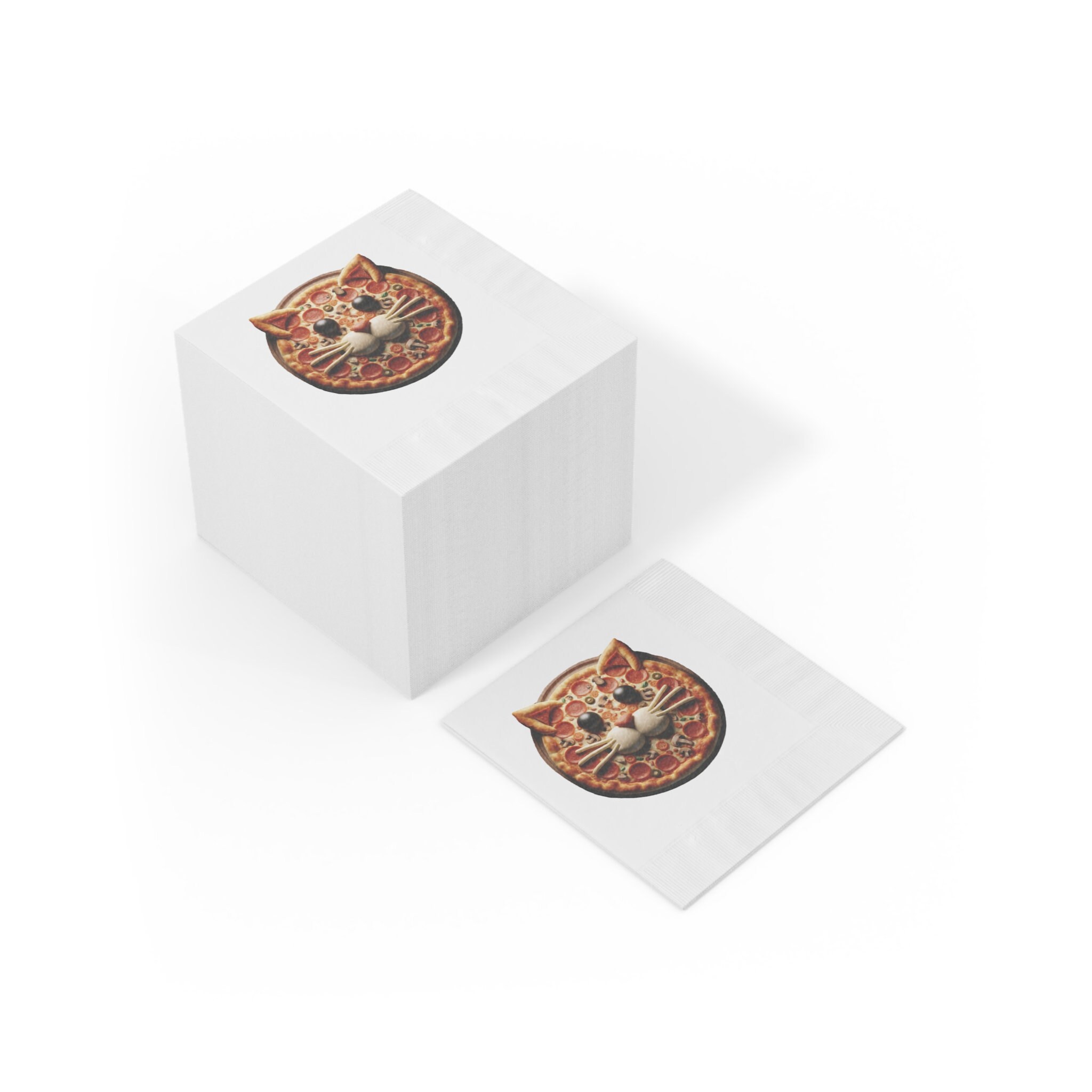 Cat Pizza Face White Coined Disposable Napkins Birthday Luncheon ...