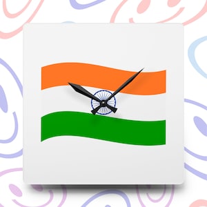 India Flag Acrylic Wall Clock Square or Round Restaurant Bar Hotel Home ...