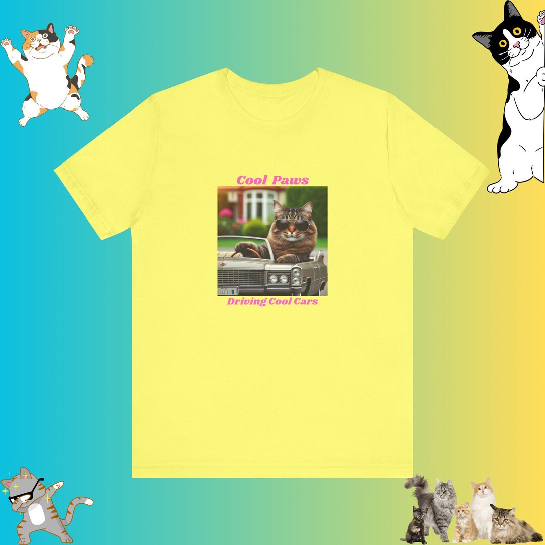 Cool Paws Driving Cool Cars Unisex Jersey Short Sleeve Tee Kitty Cat - Etsy