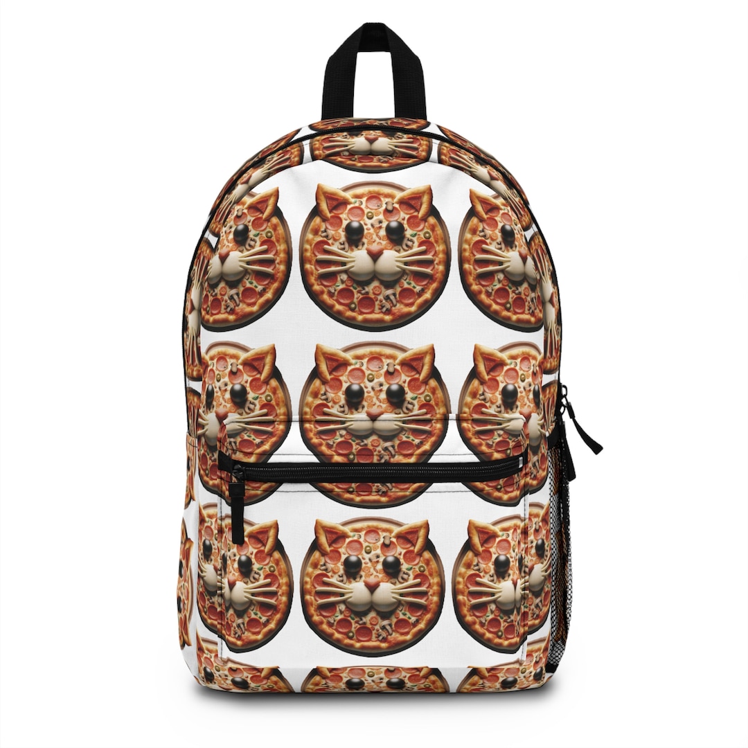 Cat Face Pizza Backpack Kids Youth Adult School Work Camp Back Pack - Etsy