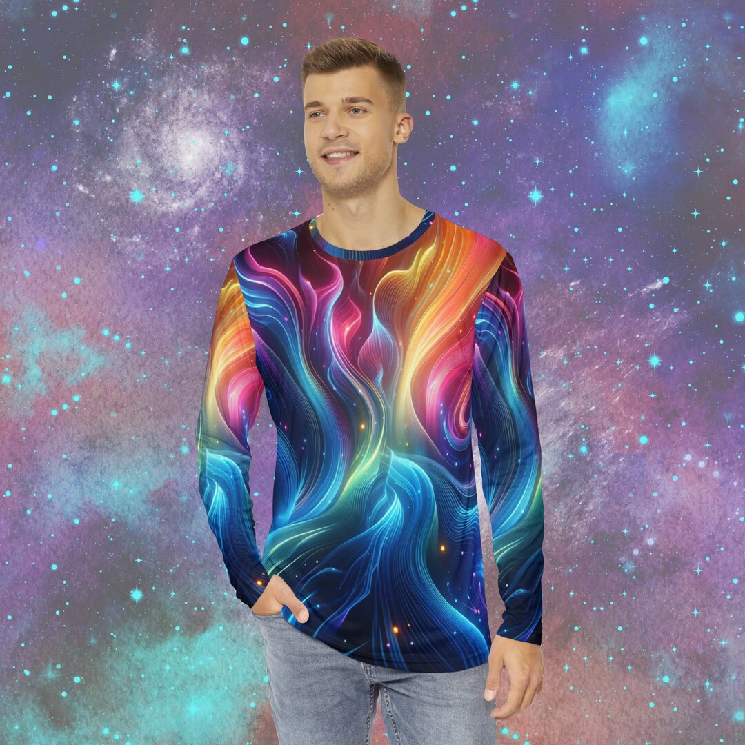 Neon Swirl Men's Long Sleeve Shirt - Etsy