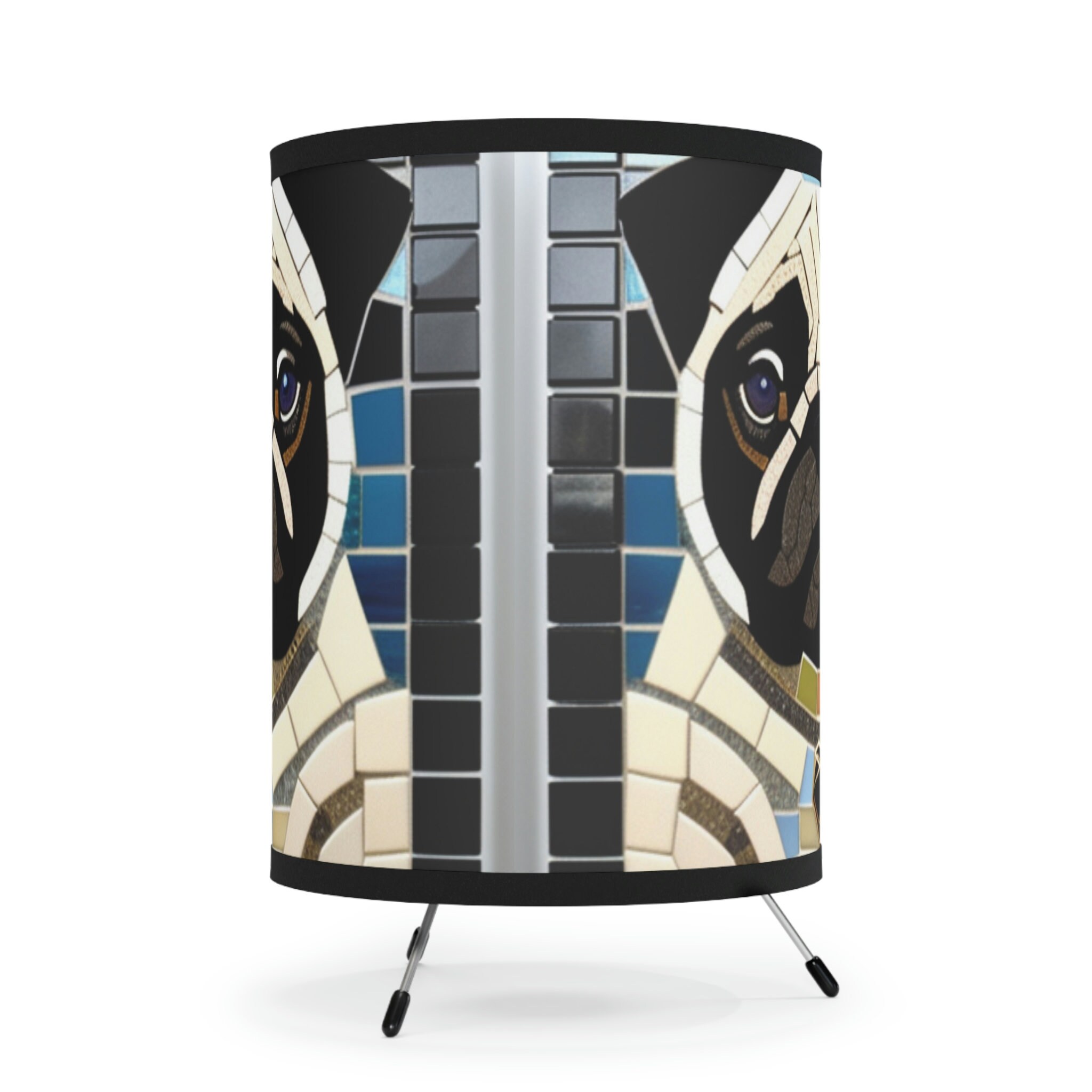 Tripod Lamp With High-res Pug Mosaic Original Puppy Dog Art Printed ...