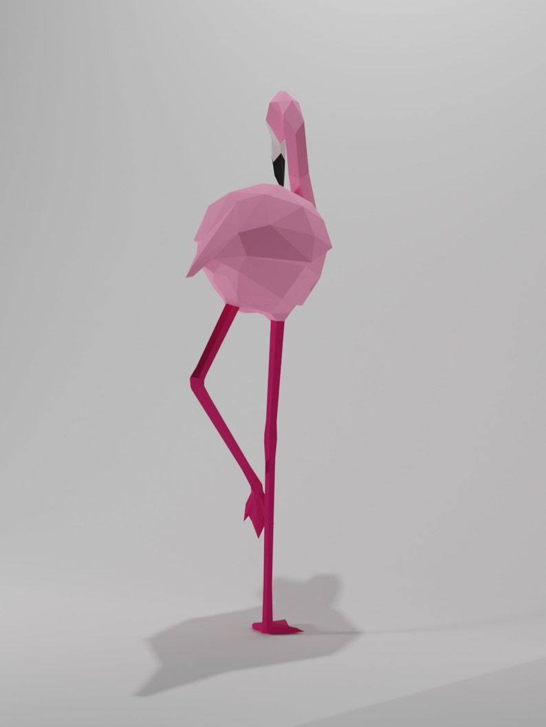 Low-poly Papercraft Template of Flamingo - Etsy