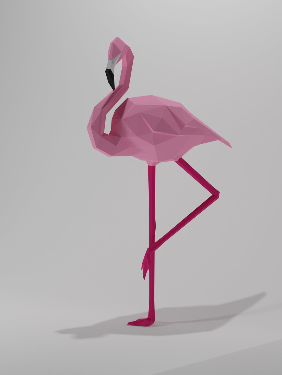 Low-poly Papercraft Template of Flamingo - Etsy