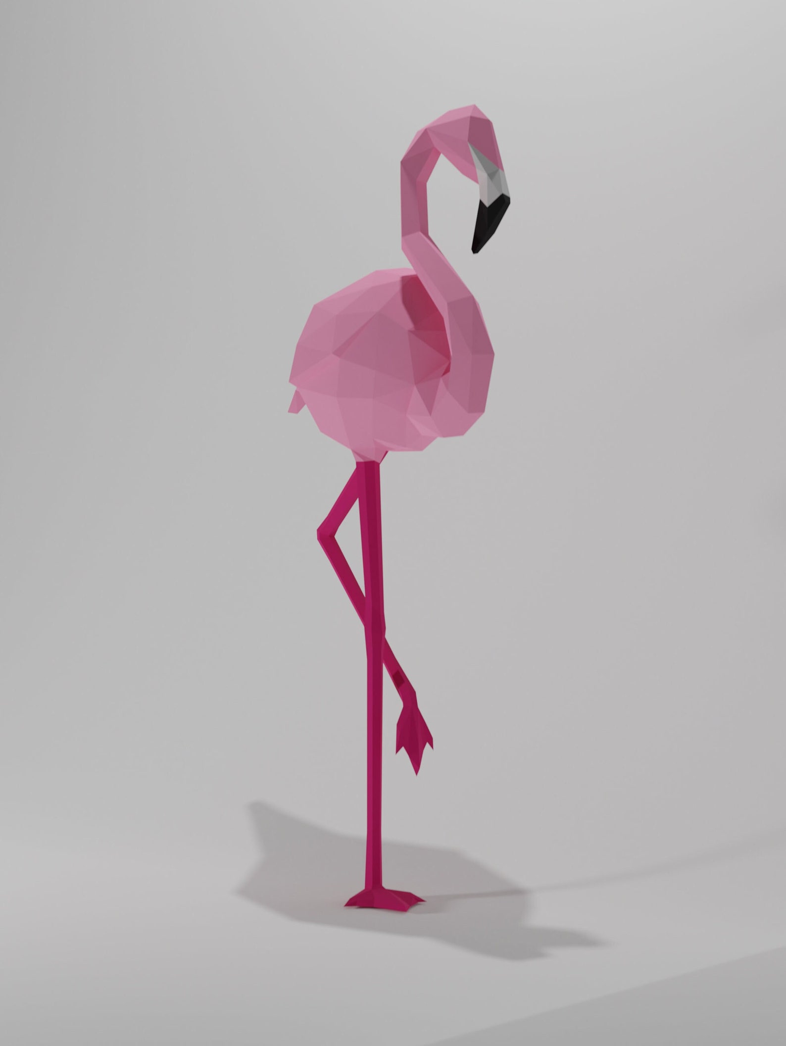 Low-poly Papercraft Template of Flamingo - Etsy