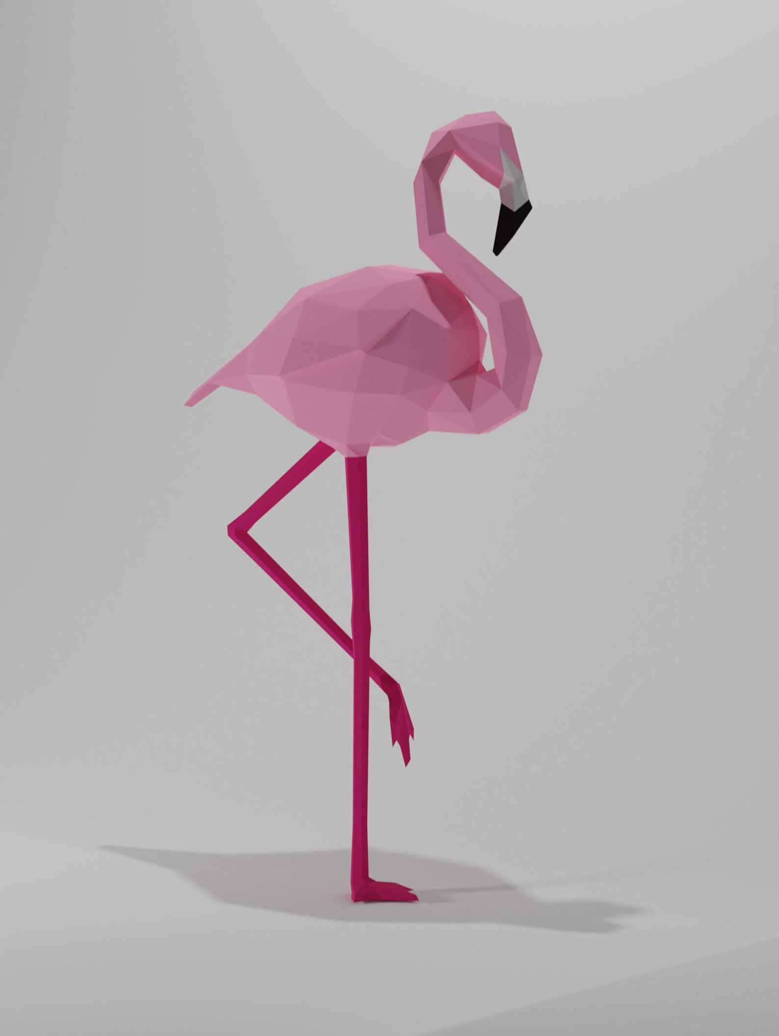 Low-poly Papercraft Template of Flamingo - Etsy