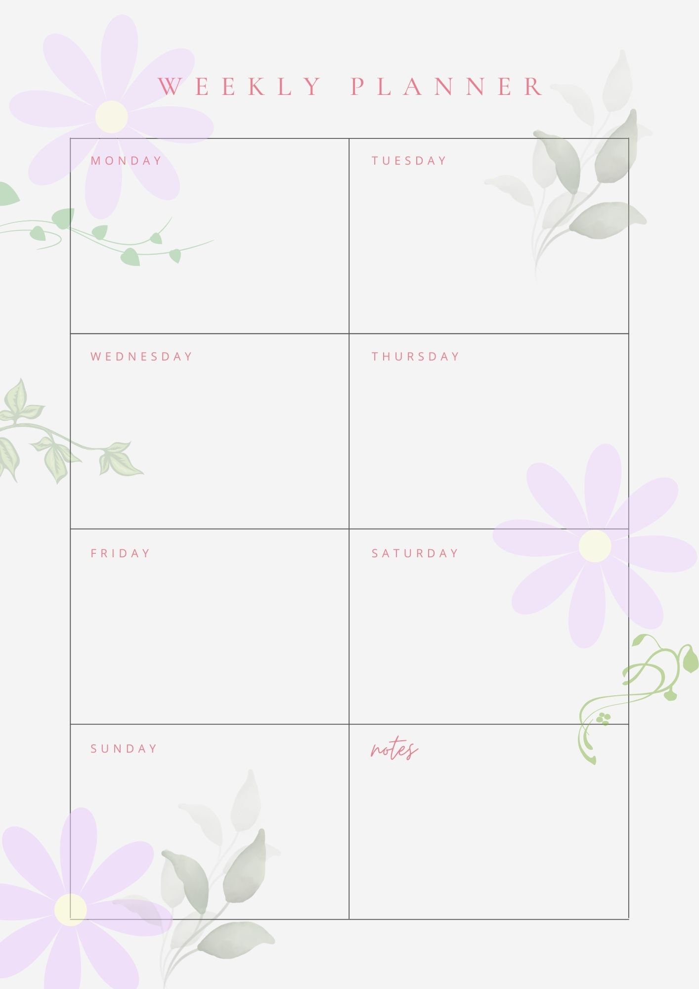 GIRLY PLANNER Printable Undated Digital - Etsy