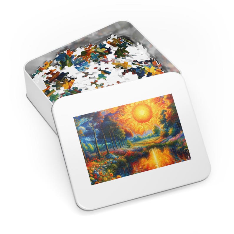 Van Gogh Inspired Jigsaw Puzzle, Radiant Sun Landscape Puzzle, Vibrant ...