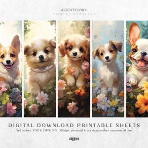 Bookmarks 20 Cute Dog Designs | Printable Bookmarks Digital Download ...