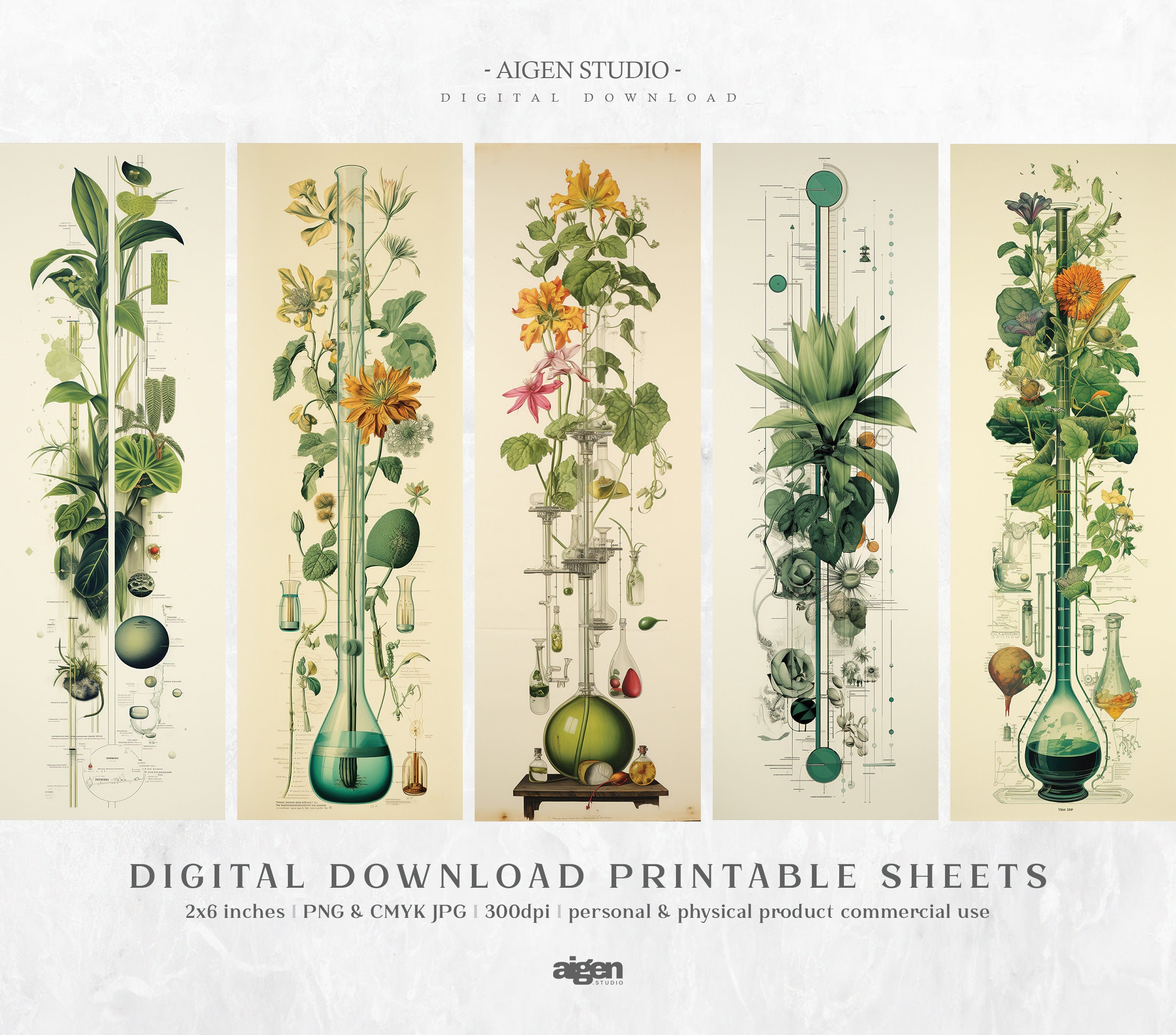 20 Classic Botanical Bookmark Designs | Printable Bookmarks Digital ...
