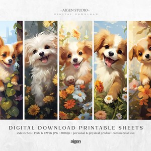 Bookmarks 20 Cute Dog Designs | Printable Bookmarks Digital Download ...