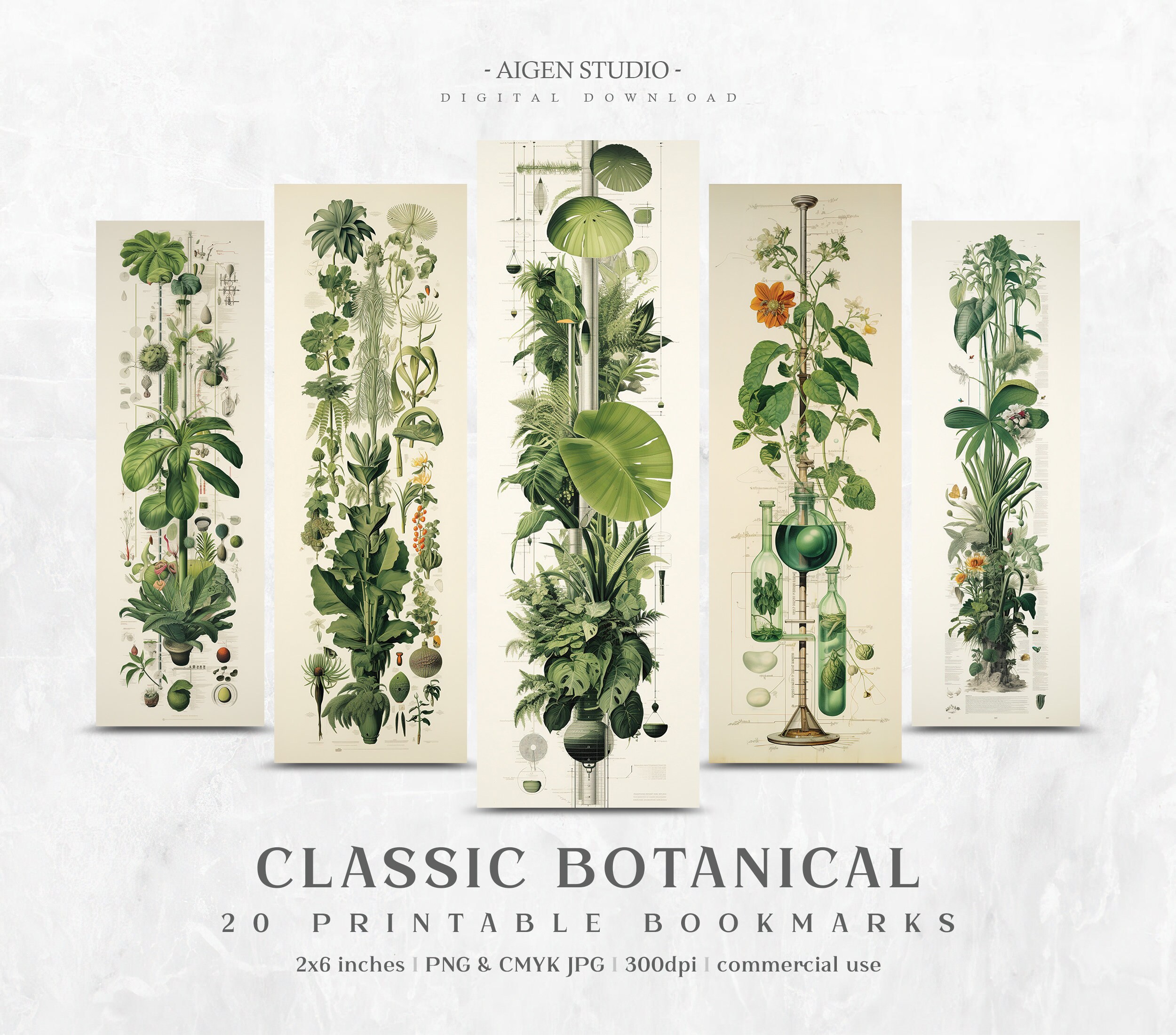 20 Classic Botanical Bookmark Designs | Printable Bookmarks Digital ...