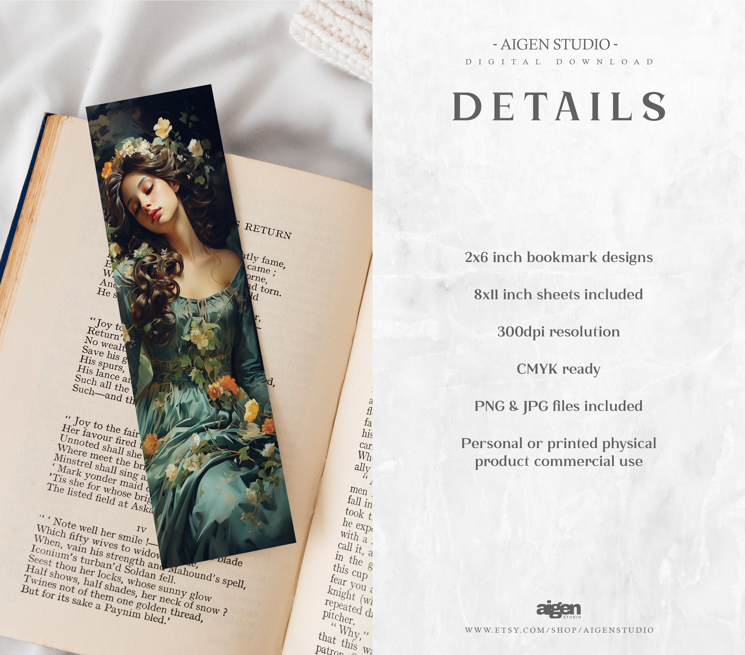 20 Bookmark Designs Rococo Beauty | Printable Bookmarks Digital ...