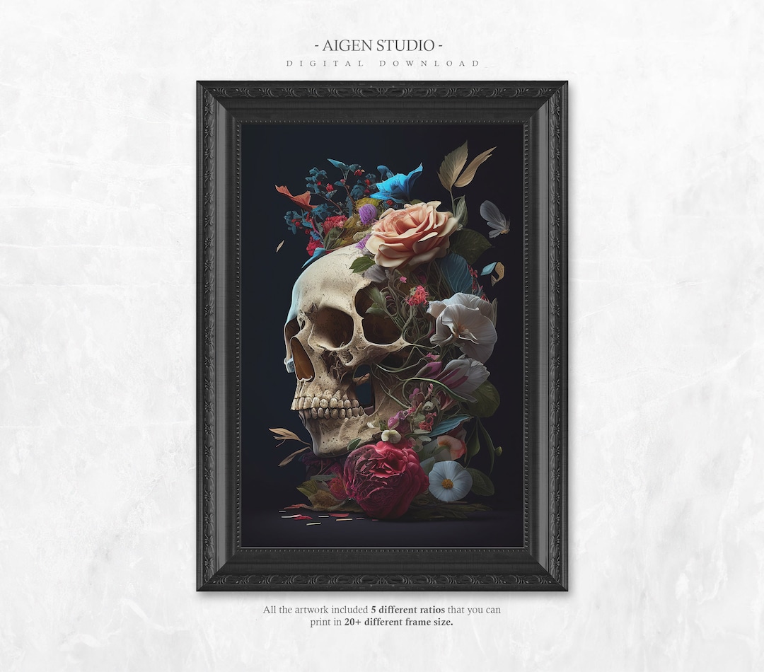 Skull in Rose Poster V6 - Skull Print - Etsy