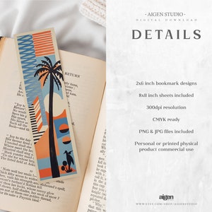 Bookmarks Abstract Summer Palm 20 Designs | Printable Bookmarks Digital ...
