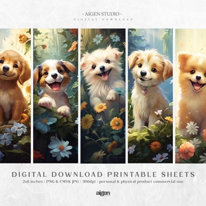 Bookmarks 20 Cute Dog Designs | Printable Bookmarks Digital Download ...