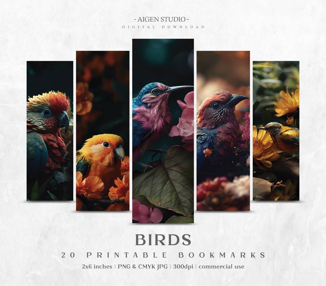 20 Birds Bookmark Designs | Dark Academia Printable Bookmarks Digital ...
