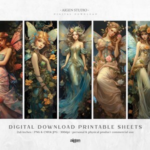 Bookmarks 20 Fairy Designs Printable Bookmarks Digital Download ...