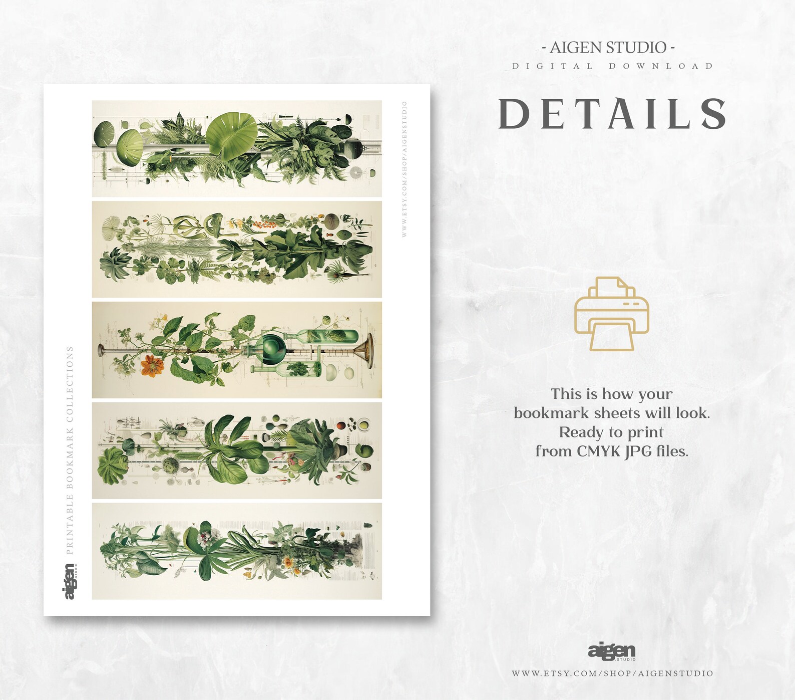 20 Classic Botanical Bookmark Designs | Printable Bookmarks Digital ...