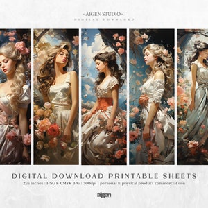 20 Bookmark Designs Rococo Beauty | Printable Bookmarks Digital Download, Sublimate Cricut ...