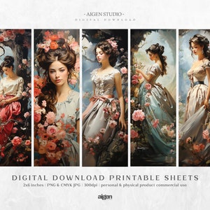 20 Bookmark Designs Rococo Beauty | Printable Bookmarks Digital Download, Sublimate Cricut ...