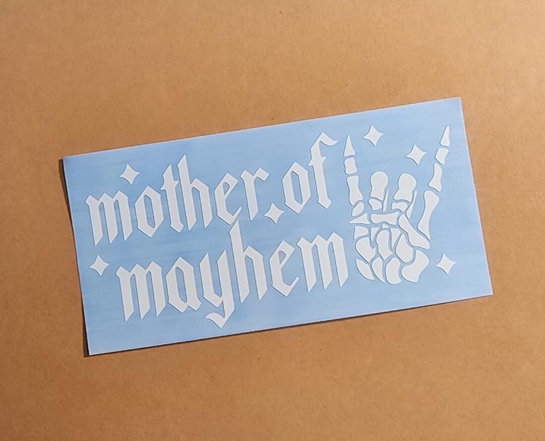 Mother of Mayhem Metalcore Skeleton Sparkles Vinyl Decal Bumper Sticker ...