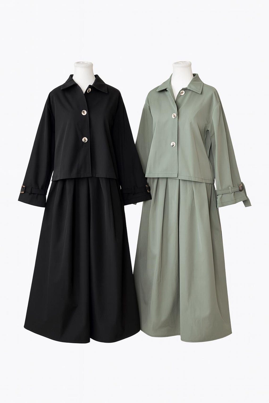 Modest Abaya Set | Two-piece Maxi Abaya Outfit | Muslim Clothing | Sage ...