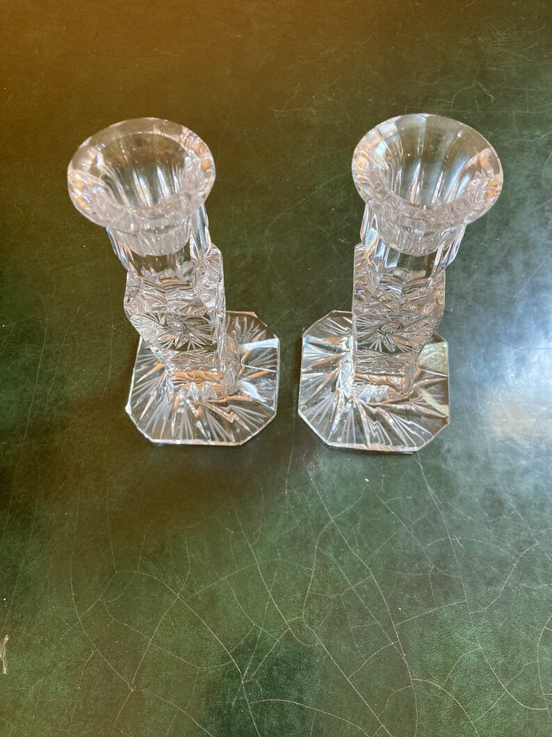 Czech Candle Holders Bohemian Cut Crystal Vintage Candlesticks - Etsy